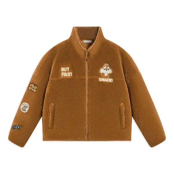 LI-NING X Disney Chip 'n Dale Graphic Polar Fleece Jacket - Brown