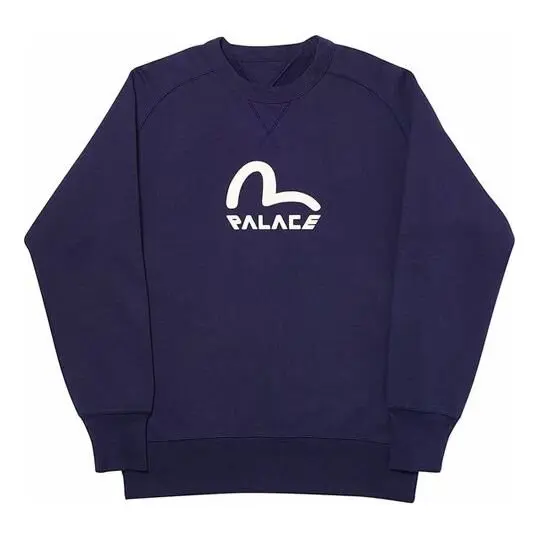 PALACE X Evisu Reversible Crew Logo Crewneck - Blue