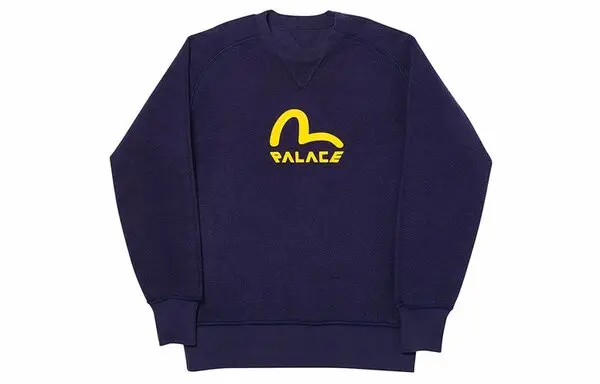 PALACE X Evisu Reversible Crew Logo Crewneck - Blue