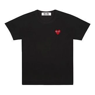 Play Comme Des Garcon Basic T-shirt Red Emblem - Black