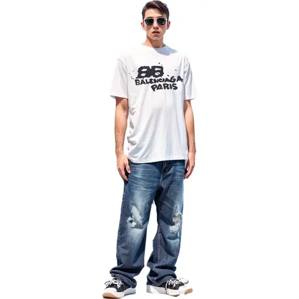 Balenciaga Hand-drawn Bb Icon T-shirt Medium Fit 'white Black