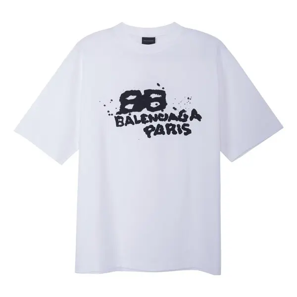 Balenciaga Hand-drawn Bb Icon T-shirt Medium Fit 'white Black