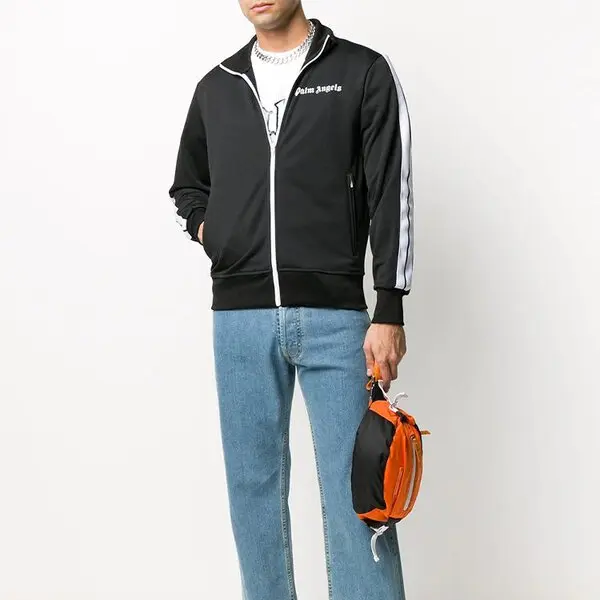 Palm Angels Sporty Stripes Zip-up Track Jacket - Black