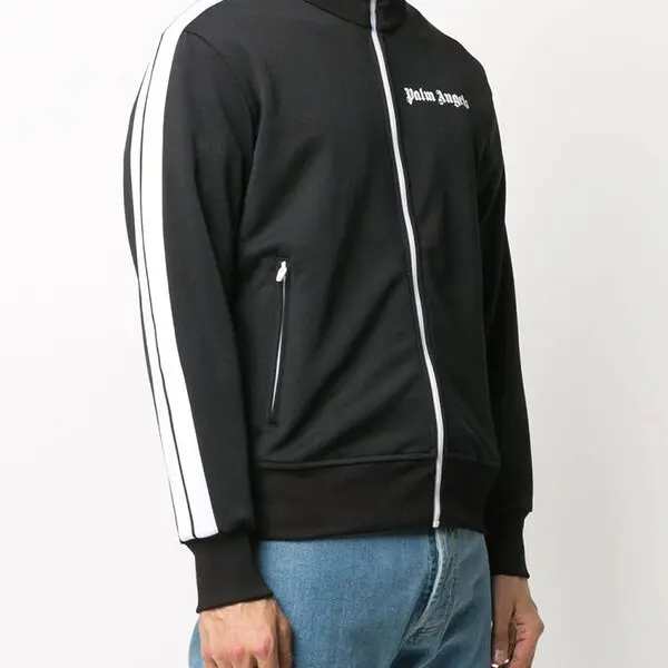 Palm Angels Sporty Stripes Zip-up Track Jacket - Black