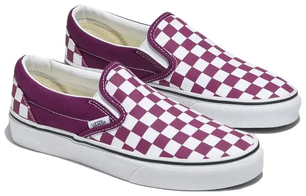 VANS Classic Slip-on Checkerboard Sneakers - Purple/white