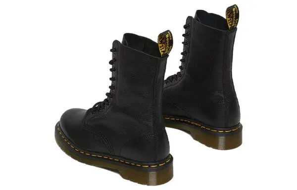 Dr. Martens 1490 Virginia Leather Lace-up Boots - Black