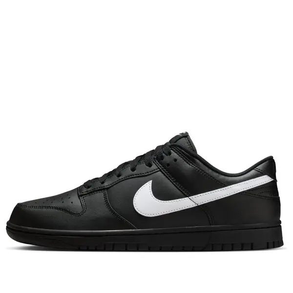 Nike Dunk Low "black White Swoosh" Sneakers - Black/black/white