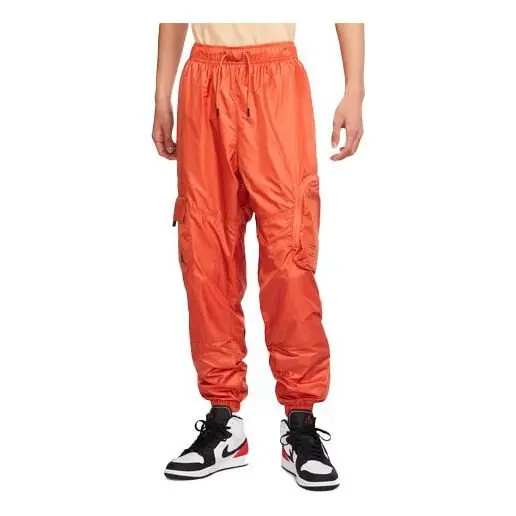 JORDAN Solid Color Big Pocket Breathable Woven Sports Pants/trousers/joggers Orange - Multi-color