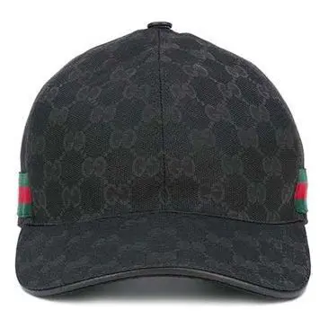 Gucci Original Gg Canvas Baseball Hat With Web - Black
