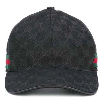 Gucci Original Gg Canvas Baseball Hat With Web - Black