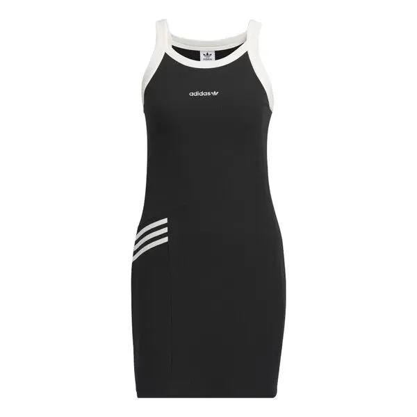 Adidas Originals Ribbed Dress With Signature Stripes