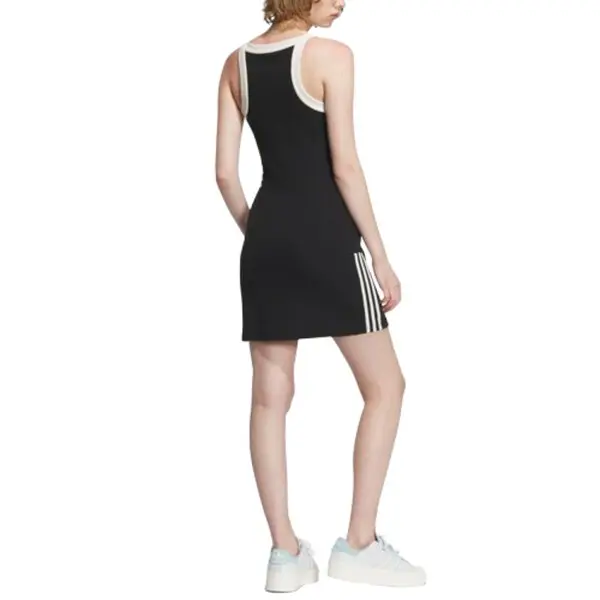 Adidas Originals Ribbed Dress With Signature Stripes