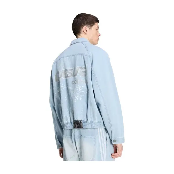 Adidas Denim Trucker Jacket With Striped Accents