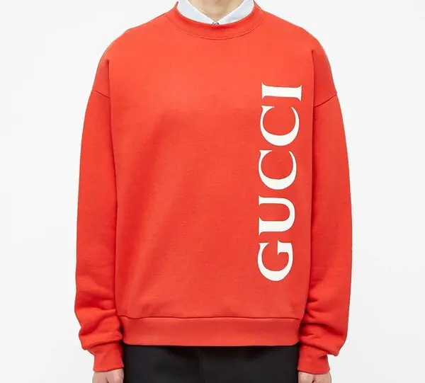Gucci Large Logo Pure Cotton Round Neck Brick