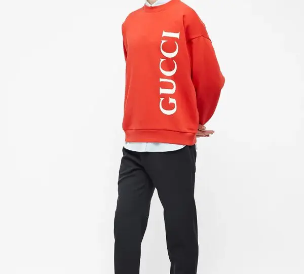 Gucci Large Logo Pure Cotton Round Neck Brick