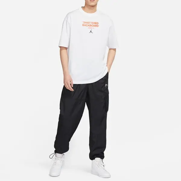 JORDAN Alphabet Pattern Round Neck Short Sleeve White T-shirt