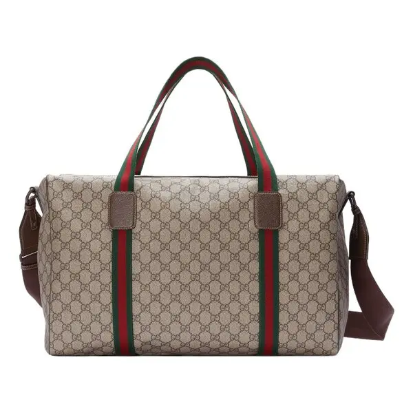 Gucci Medium Duffle Bag With Web - Beige/brown