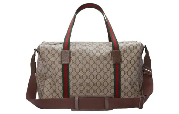 Gucci Medium Duffle Bag With Web - Beige/brown