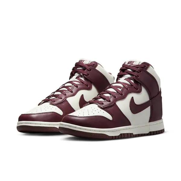 Nike Dunk High "burgundy Crush" Lace-up Leather And Mesh Sneakers - Wine Red
