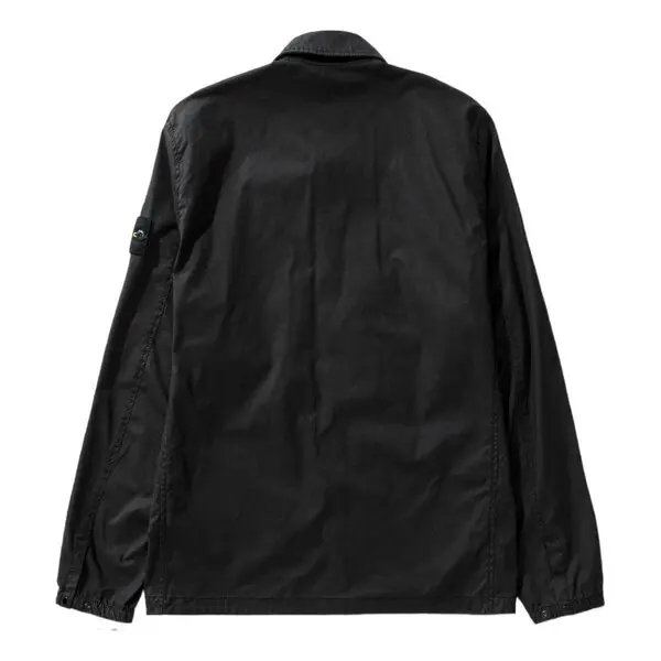 Stone Island Compass Patch Zip Up Shirt Jacket - Black
