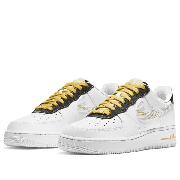 Nike Force 1 '07 Lv8 'gold Links Zebra Print' Sneakers - White/gold/black