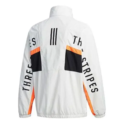 Adidas Mh Cb Jkt Back Alphabet Logo Printing Sports Stand Collar Jacket - Grey
