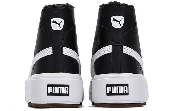 PUMA Kaia Mid Fur Lace Up Sneakers - Black