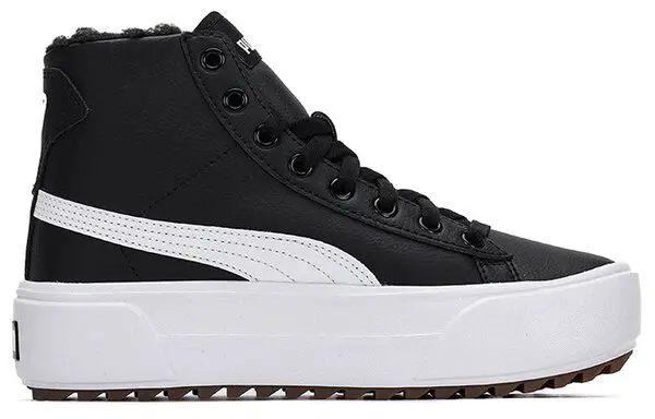 PUMA Kaia Mid Fur Lace Up Sneakers - Black