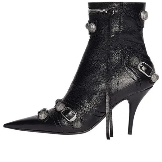 Balenciaga Cagole 90mm Booties - Black/silver
