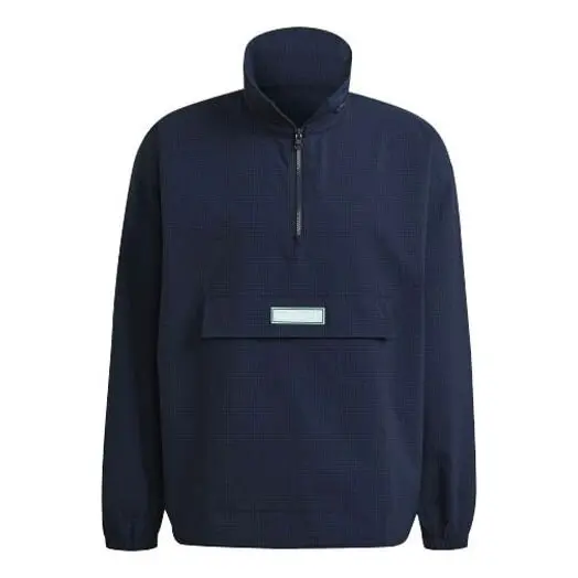 Adidas Originals Quarter Zip Casual Sports Half Zipper Hooded Jacket Blue - Navy