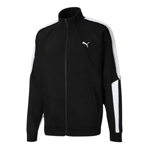 PUMA X Attempt Embroidered Logo Stand Collar Zip-up Knit Jacket - Black