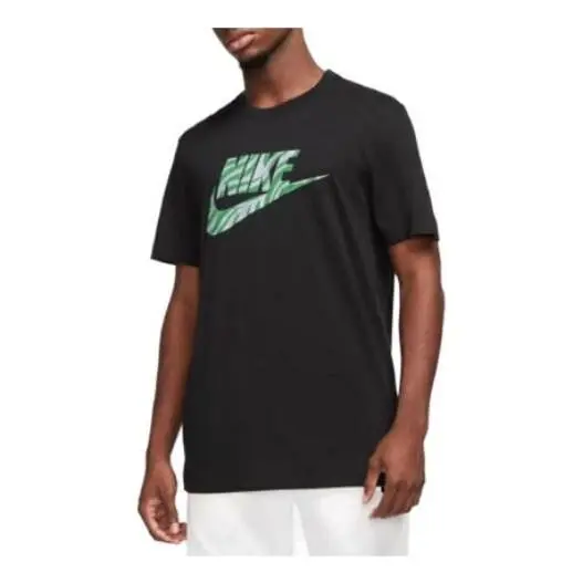 Nike T-shirt 'black Green - Black/multi-color