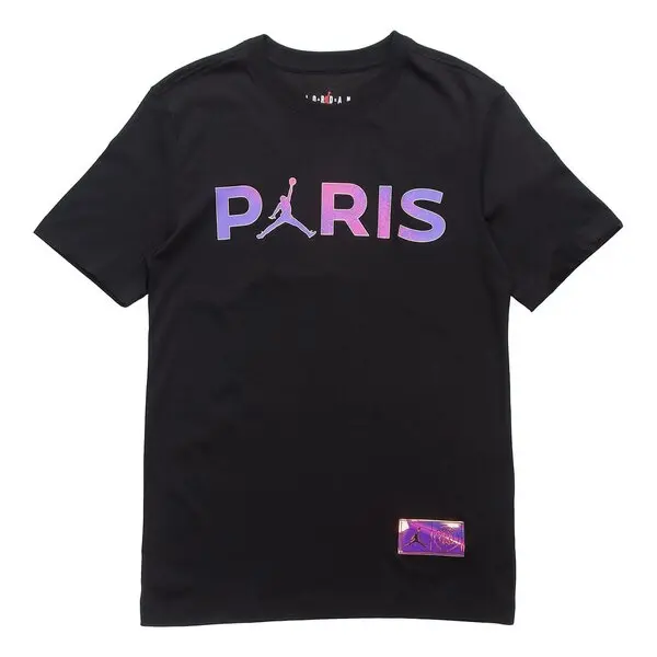 JORDAN Paris Saint-germain Casual Sports Round Neck Short Sleeve - Black