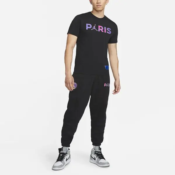 JORDAN Paris Saint-germain Casual Sports Round Neck Short Sleeve - Black