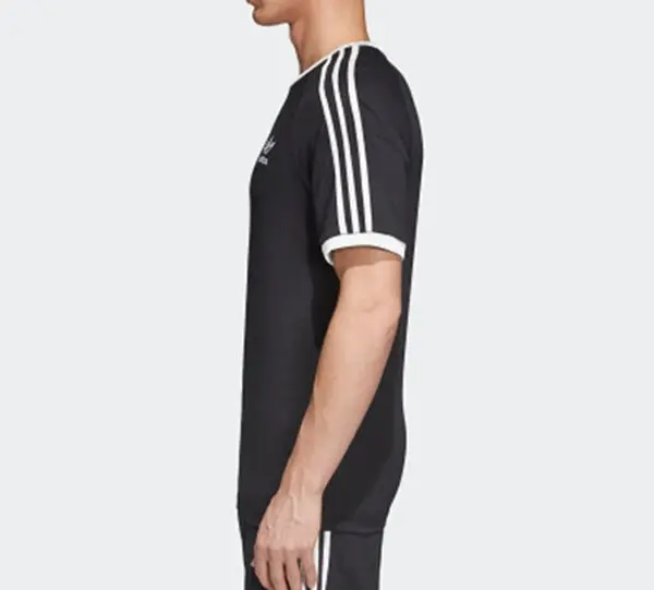 Adidas Originals 3-stripes Tee Casual Loose Round Neck Logo Stripe Short Sleeve - Black