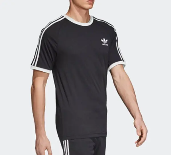 Adidas Originals 3-stripes Tee Casual Loose Round Neck Logo Stripe Short Sleeve - Black