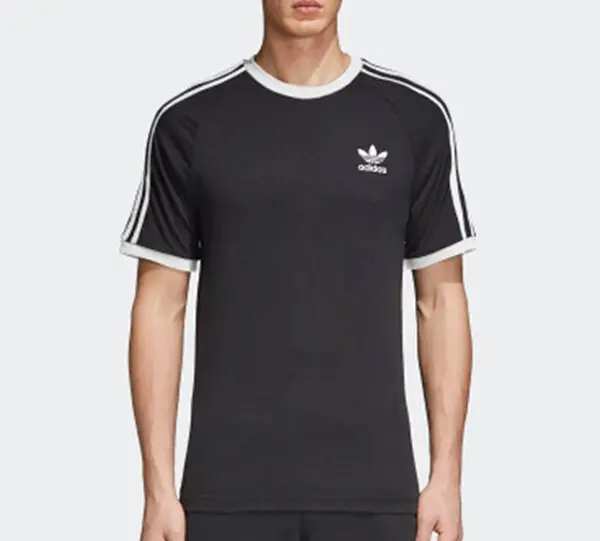 Adidas Originals 3-stripes Tee Casual Loose Round Neck Logo Stripe Short Sleeve - Black