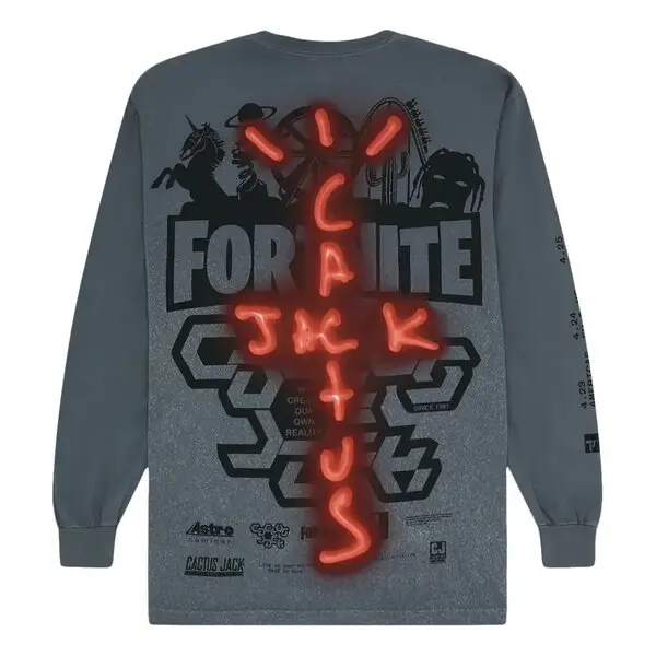 TRAVIS SCOTT Back Bling Long Sleeve Tee - Grey