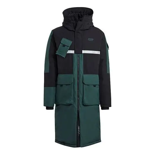 Adidas Long Down Jacket With Hood - Green