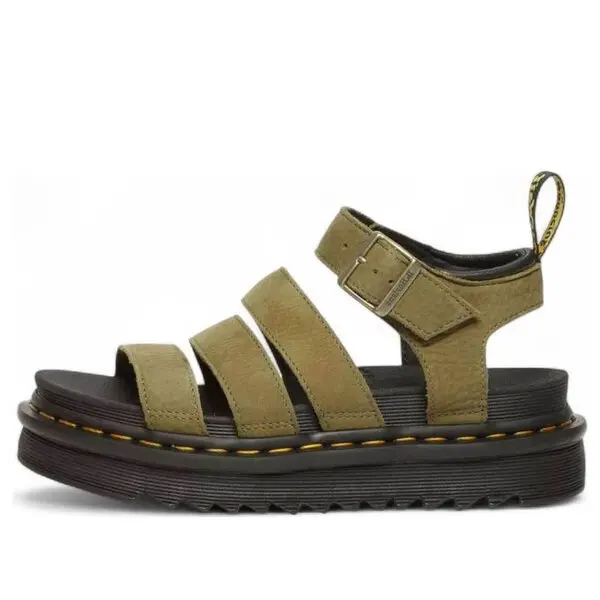 Dr. Martens Blaire Tumbled Nubuck Strappy Sandals - Muted Olive
