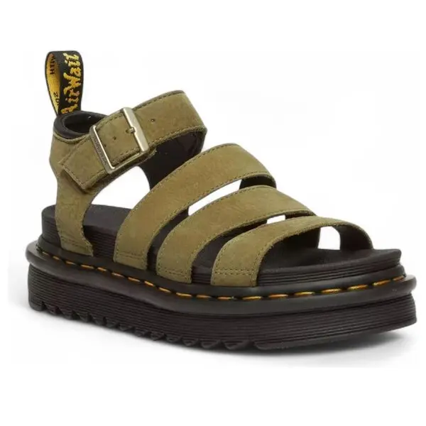 Dr. Martens Blaire Tumbled Nubuck Strappy Sandals - Muted Olive