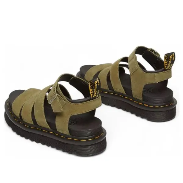 Dr. Martens Blaire Tumbled Nubuck Strappy Sandals - Muted Olive