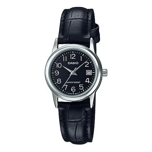 Casio Analog Quartz Watch With Leather Strap - Black