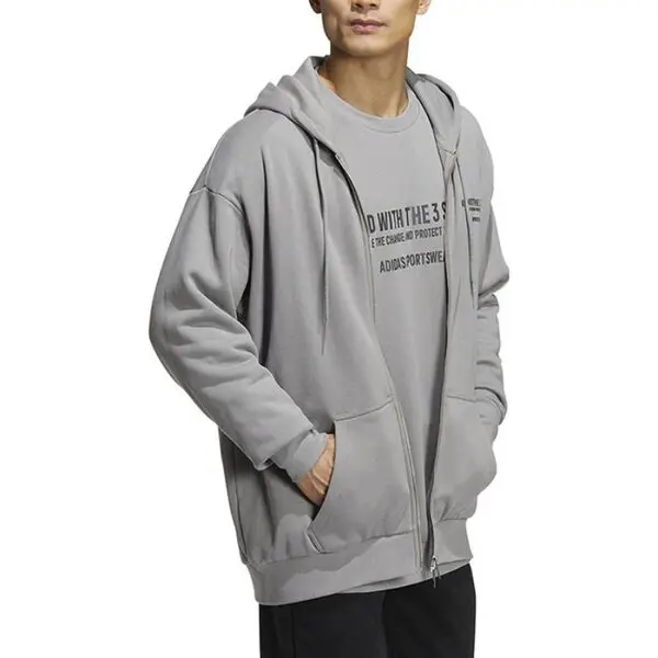 Adidas Alphabet Printing Pattern Drawstring Hooded Jacket
