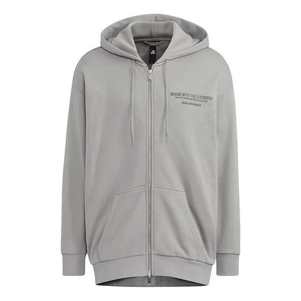 Adidas Alphabet Printing Pattern Drawstring Hooded Jacket