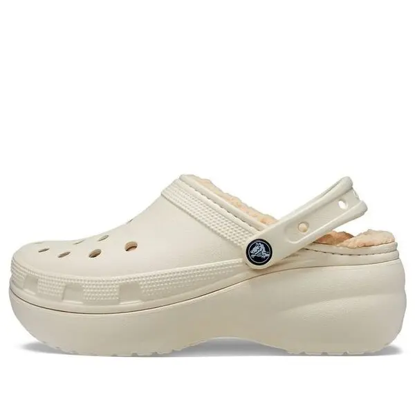 CROCS Classic Platform Lined Clogs - Beige/white