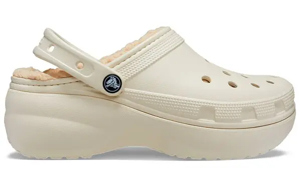 CROCS Classic Platform Lined Clogs - Beige/white