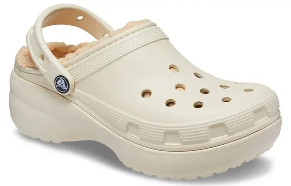 CROCS Classic Platform Lined Clogs - Beige/white