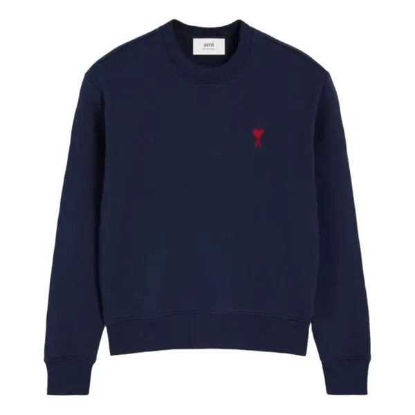 AMI Paris Small Heart Logo Cotton Sweatshirt - Navy