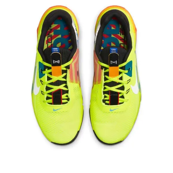 Nike Metcon 7 Amp "volt Bright Spruce Checkered" Athletic Sneakers - Yellow/white